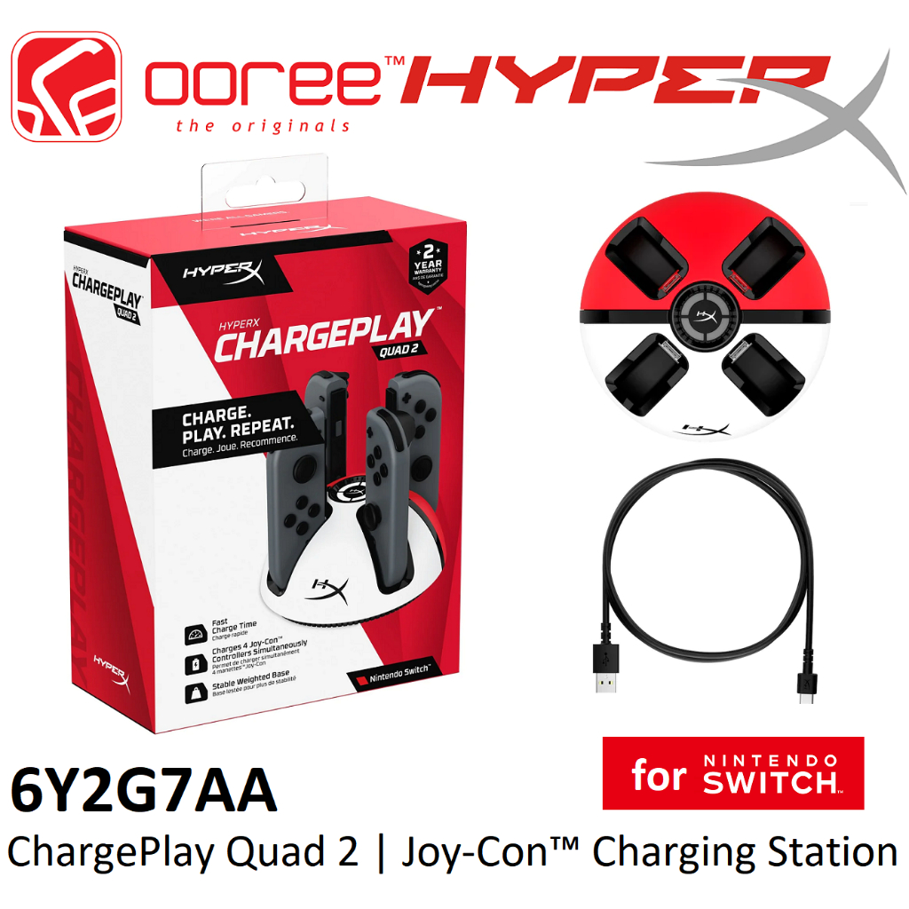 HYPER-X HYPERX CHARGEPLAY QUAD 2 JOY-CON CHARGING STATION FOR NINTENDO ...