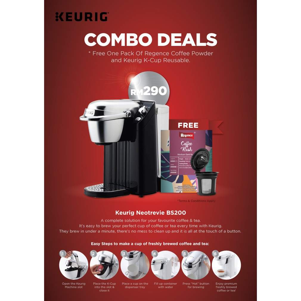 [COMBO DEALS | FREE GIFT] Keurig Neotrevie BS200 Fresh Brew Capsule Coffee Machine | Shopee Malaysia