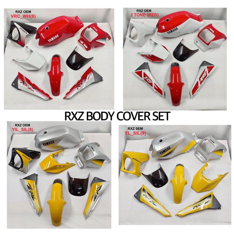 YAMAHA RXZ 5 SPEED BODY COVER SET OEM ( STICKER TANAM ) RED BLUE GREEN ...