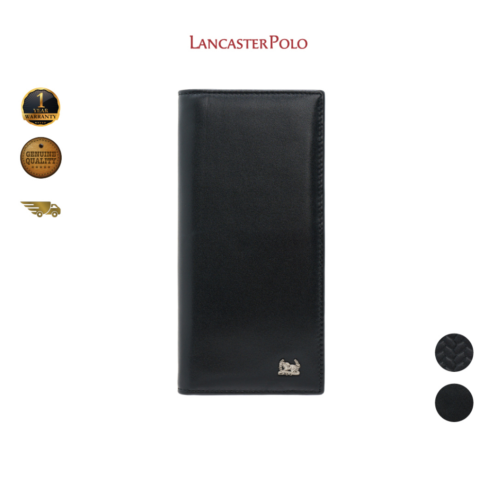 Lancaster Polo Top Grain Leather Stylish Black Men's Bi-Fold Long ...