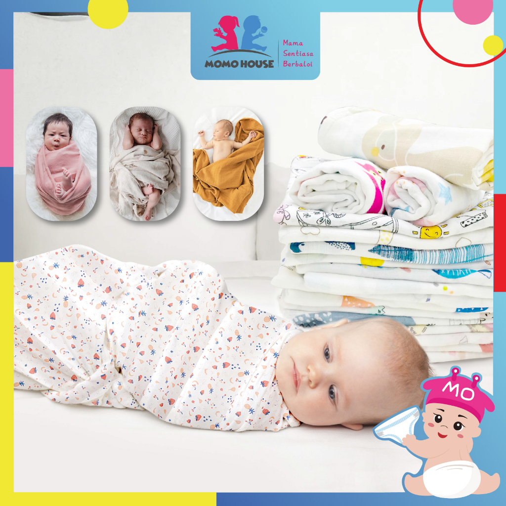 Newborn Baby Muslin Swaddle Soft Blanket Kain Bedung Kain Selimut ...
