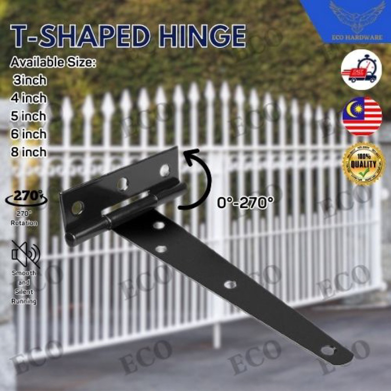 Heavy Duty "T" Door Hinges/T Engsel Besi/T Ensel Hitam/Black Iron Steel ...
