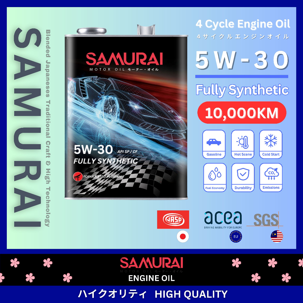 Samurai Japan Engine Oil Fully Synthetic 5W30 API SP/CF Perodua Proton ...