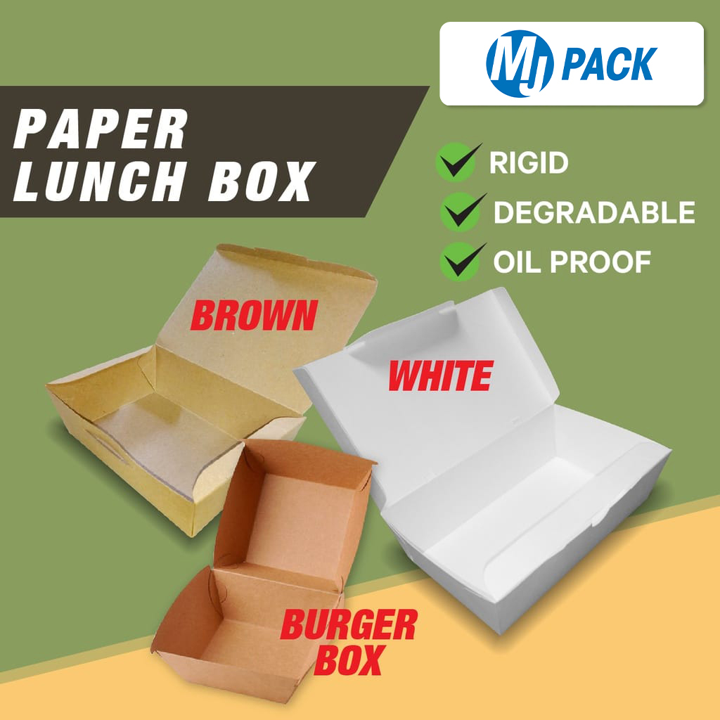 [50pcs] Disposable Paper Lunch Box / Paper Burger Box / Takeaway ...