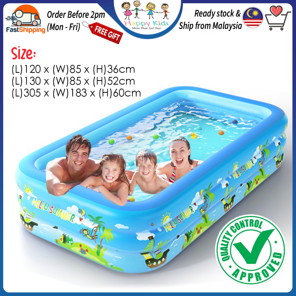 [Happy Kids] Inflatable Giant Family Pool Rectangular Swimming Pool ...