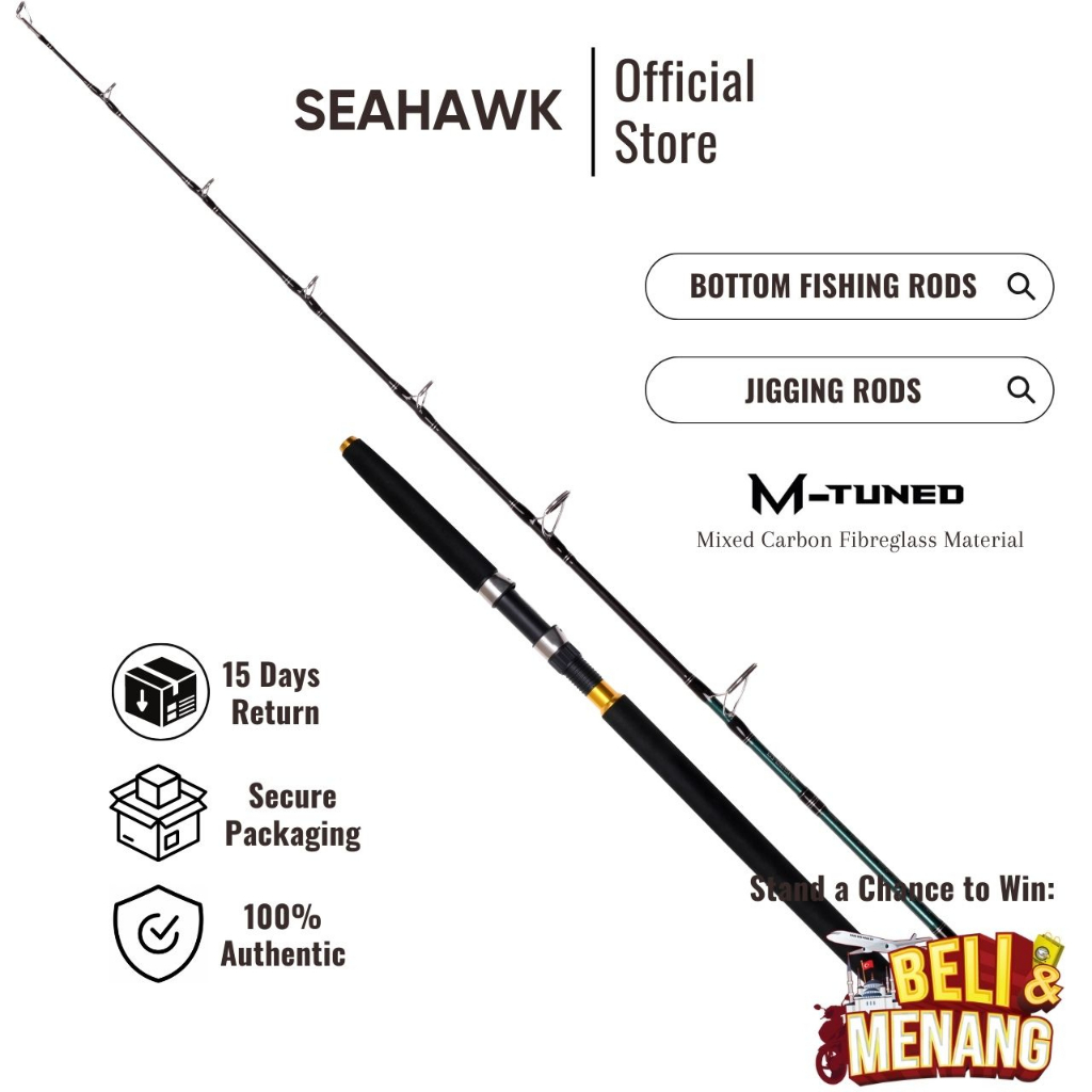 Seahawk Pro Jigger | Mixed Carbon Fibreglass rod | Jigging & Bottom ...