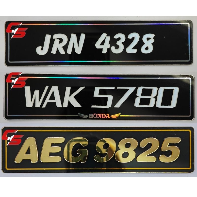 Motorcycle Plate Number Kristal 3D + Papan Plate Rainbow Gold (Siap ...