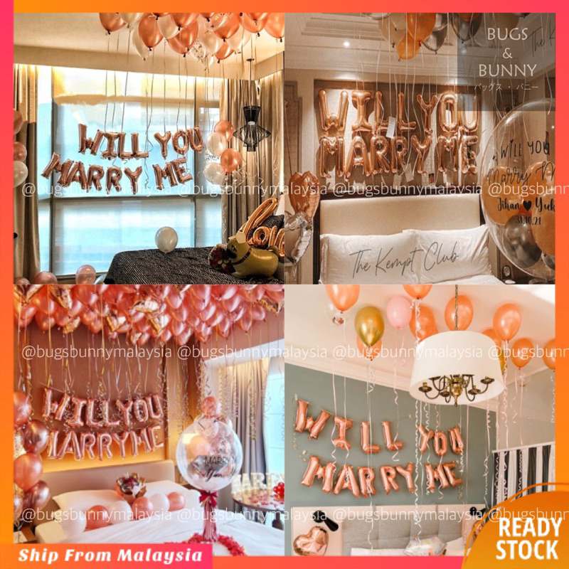 (Set) Will You Marry Me Balloon Set Marriage Proposal Decoration Marry ...