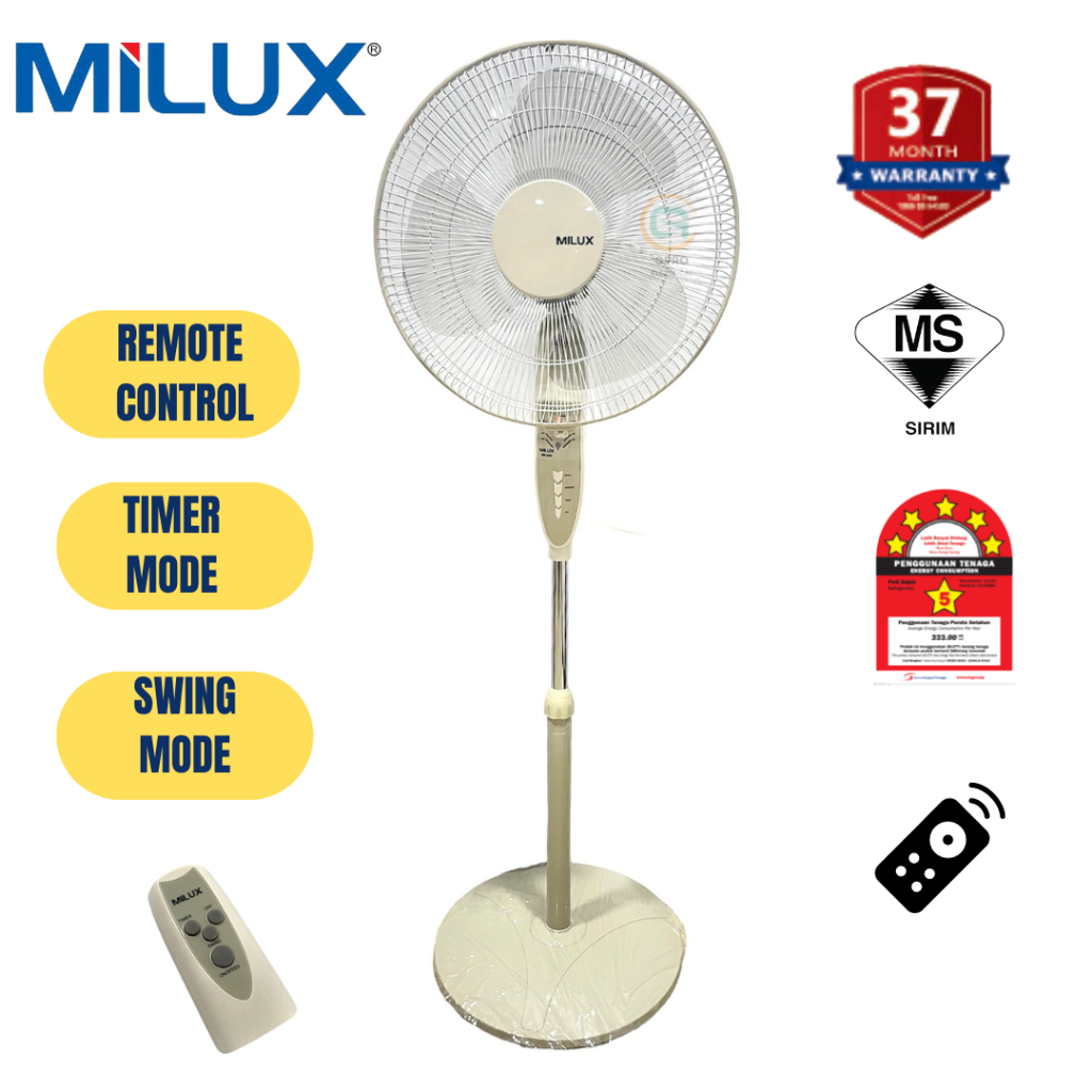 MILUX STAND FAN 16” WITH REMOTE CONTROL / KIPAS BERDIRI REMOTE CONTROL ...