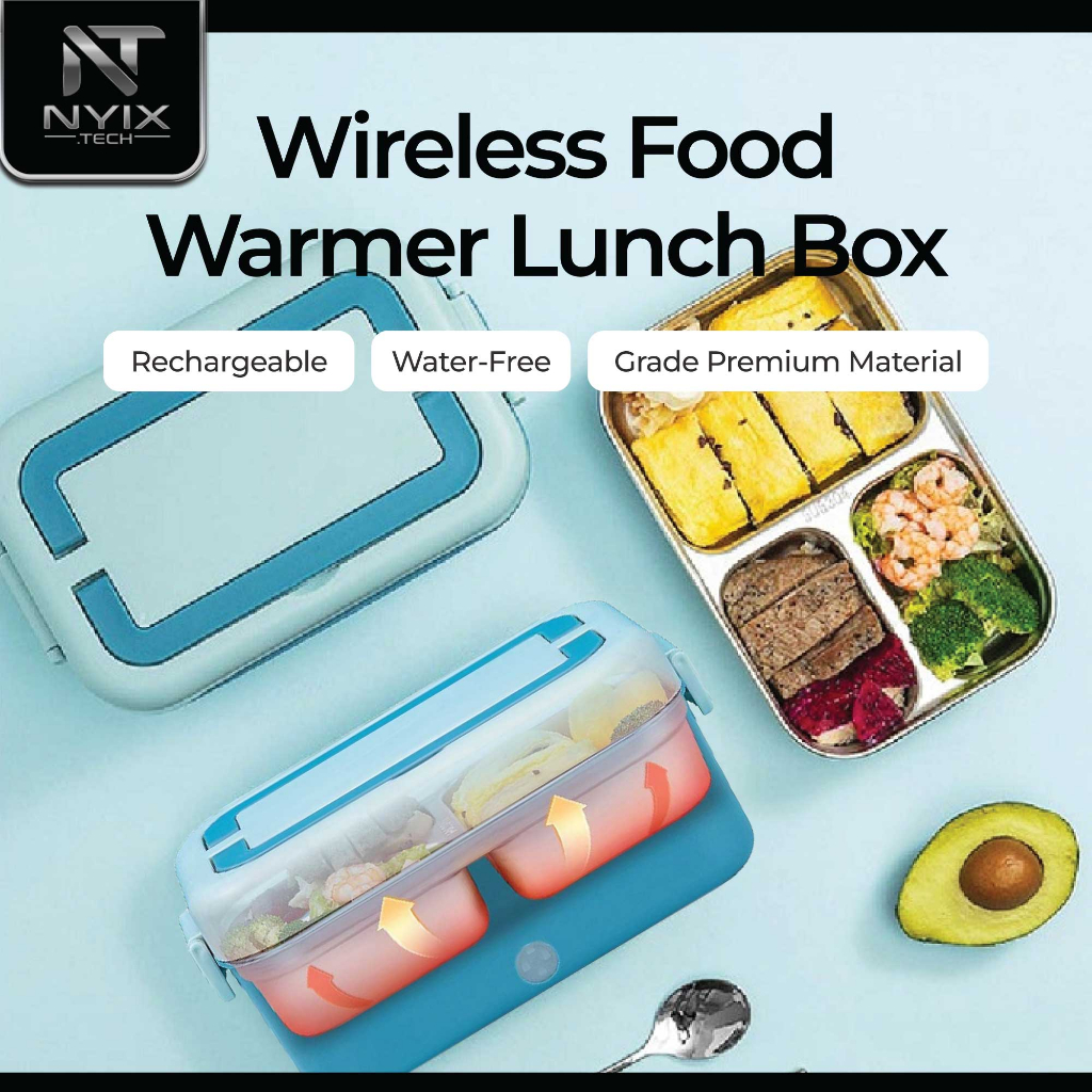 Wireless Electric Lunch Box Heating Stainless Steel Food Warmer USB Car ...