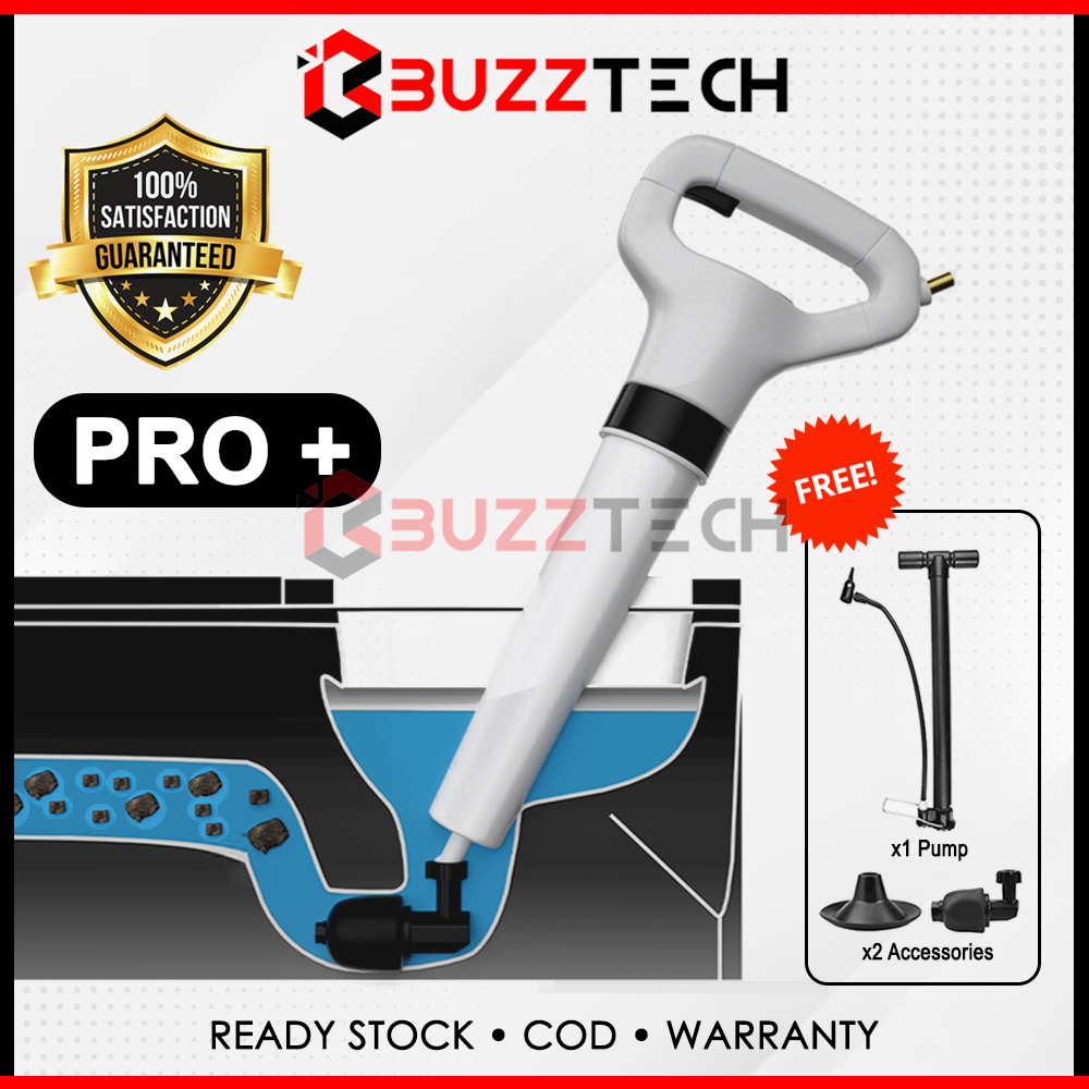 BuzzTech High Pressure Toilet Plunger Inflatable Pipe Plunger Air Pressure Pump Clog Remover ...