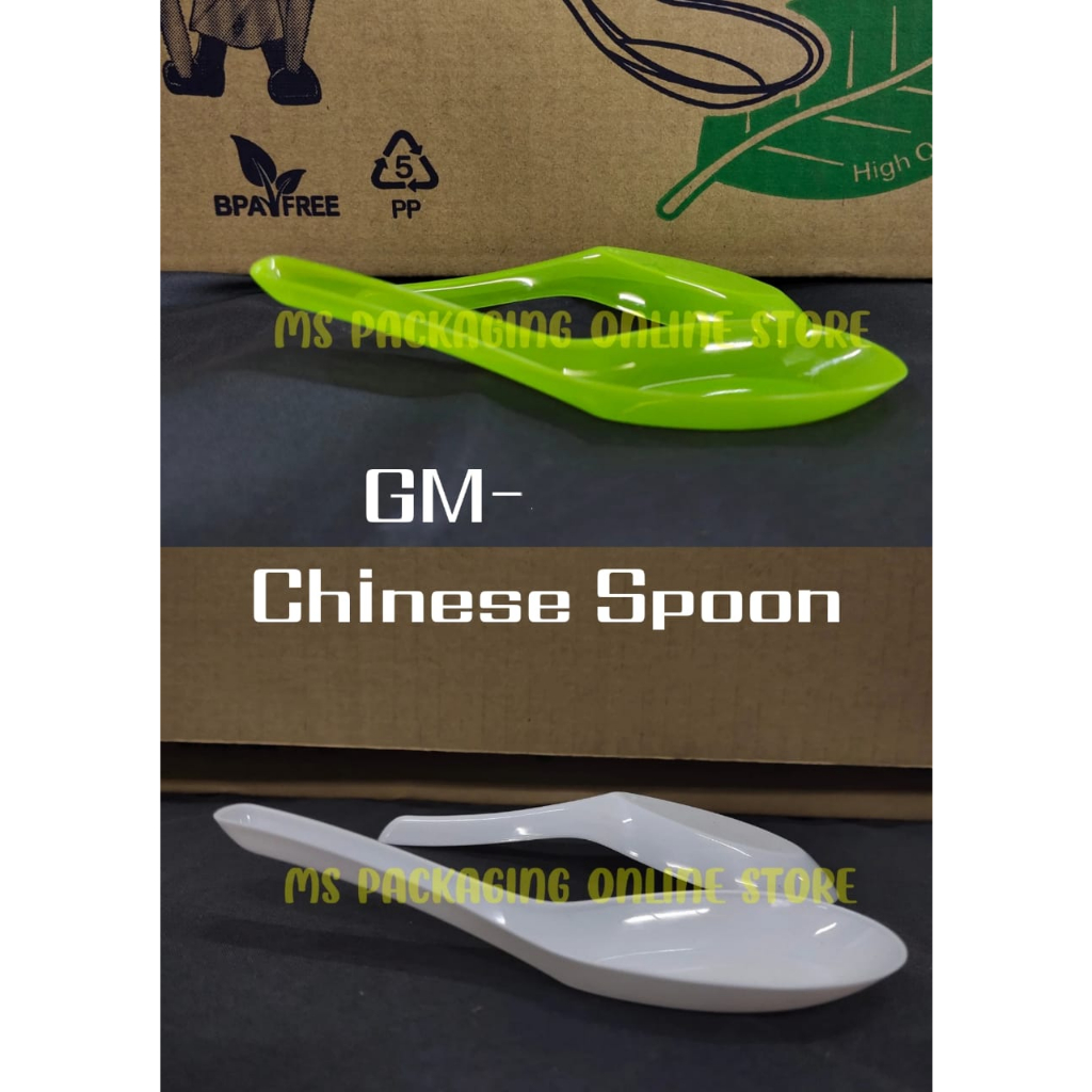 GM Chinese spoon - Yellow/Green /White -80pcs± Disposable Plastic Spoon ...