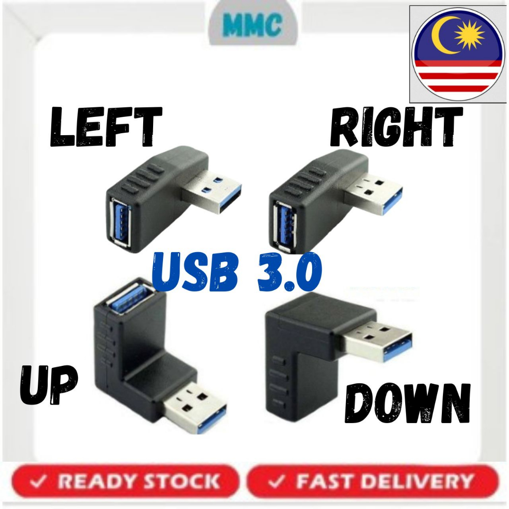 USB Connector Angle Extension Extender Computer L Shape Adapter ...