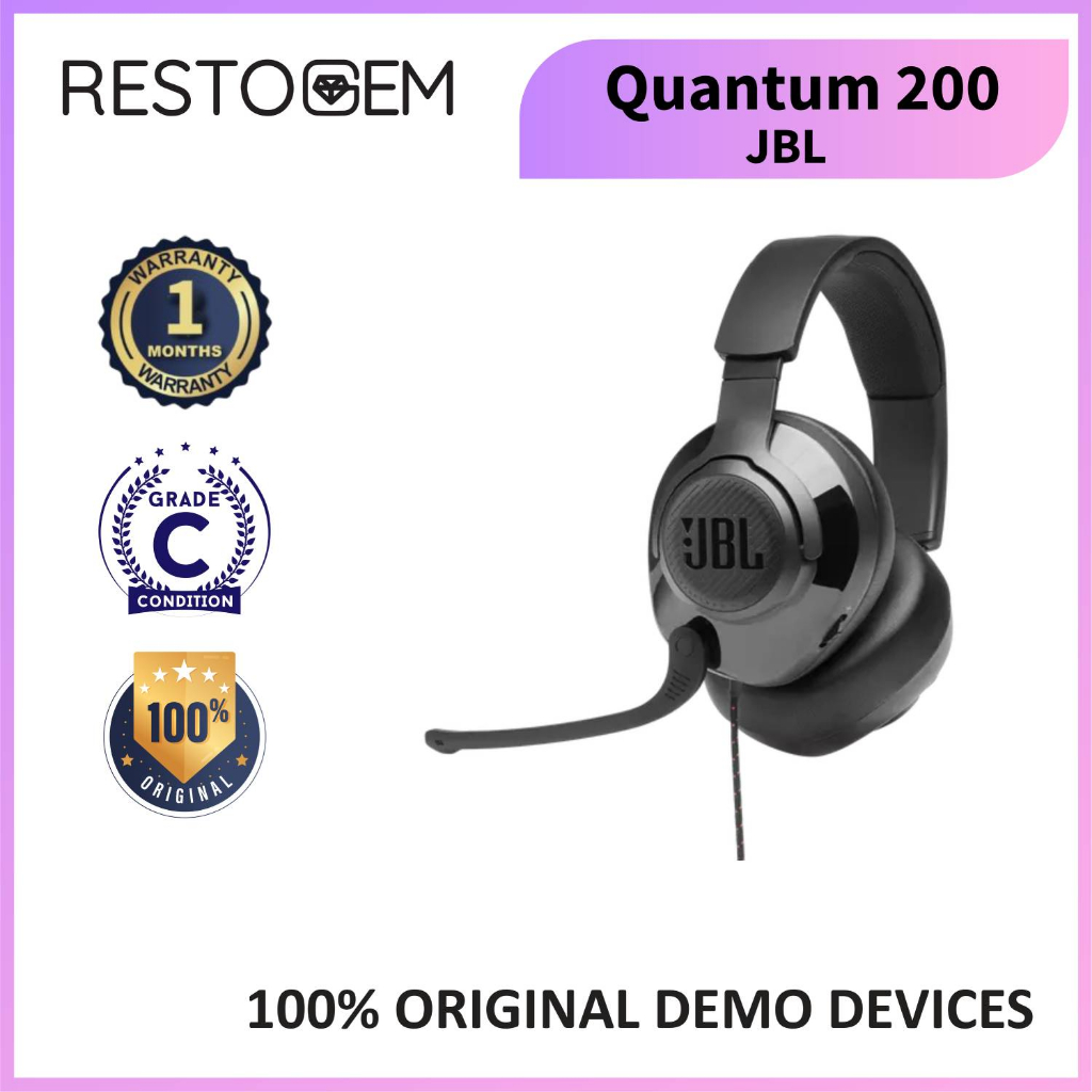 JBL Quantum 200 Wired Over-Ear Gaming Headset 100% Original U S E D ...