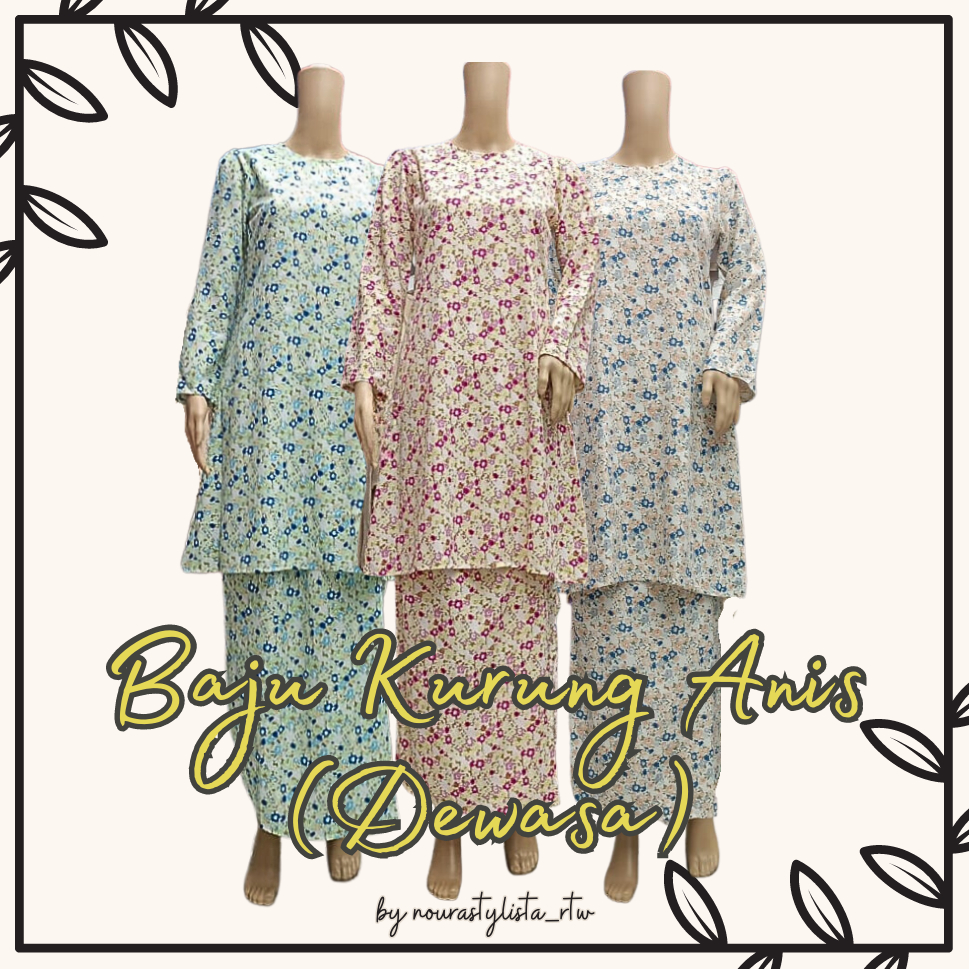 BAJU KURUNG MODEN PEREMPUAN ANIS DEWASA BERCORAK BUNGA | Shopee Malaysia