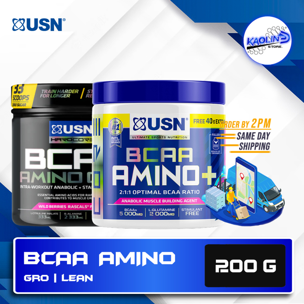 USN BCAA Amino Gro (33 Scoops | 200g) Intra-Workout Anabolic Muscle ...