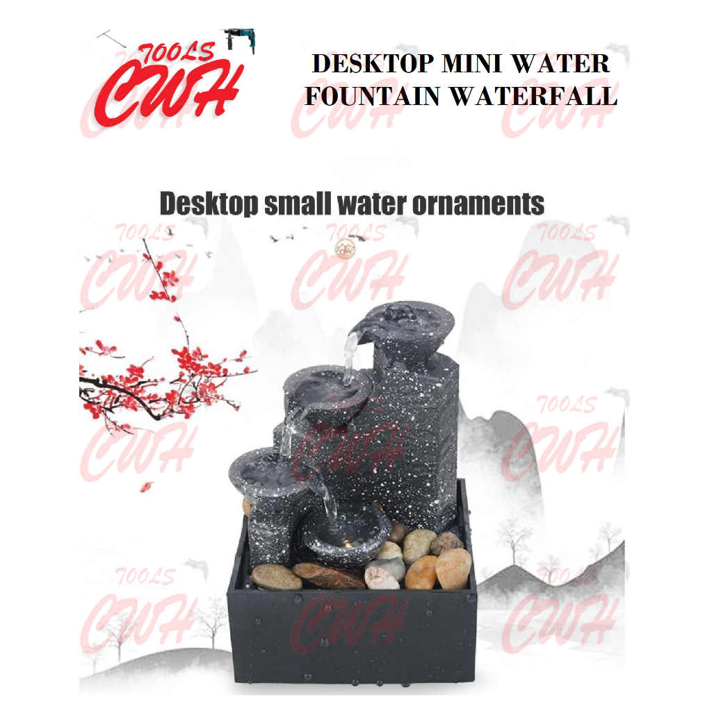 USB Desktop Flowing Water Fountain Waterfall Office Ornament Tabletop ...