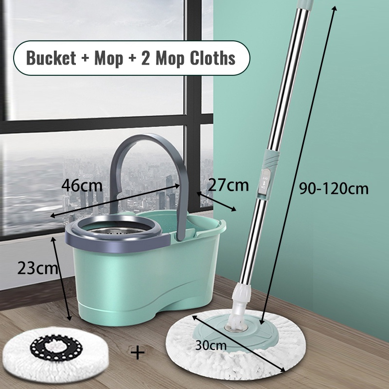 Mop Green Spin Mop Bucket Set Extra Mop Head Floor Magic Mop Microfiber ...