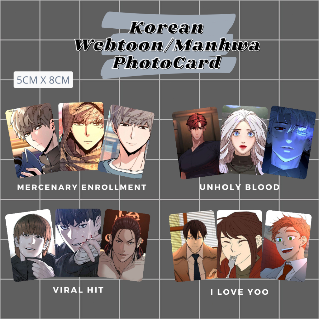 Korean Manhwa/Webtoon Photo Card Mercenary Enrollment, Unholy Blood, Viral Hit, I Love Yoo ...