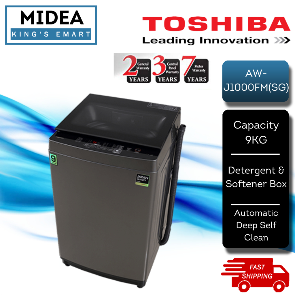 Toshiba 9KG Fully Auto Top Load Washing Machine (Silver) AW-J1000FM(SG) Washer / Mesin Basuh 洗衣机 ...