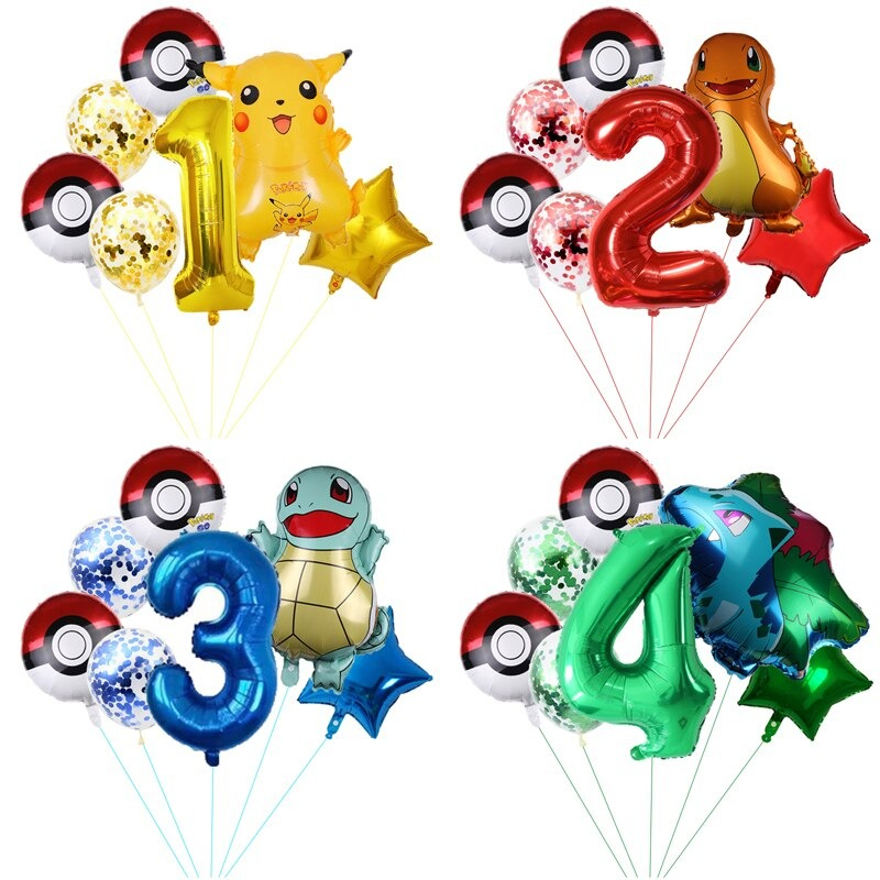 Pokemon Pikachu Bulbasaur Charmander Squirtle with Number Birthday ...