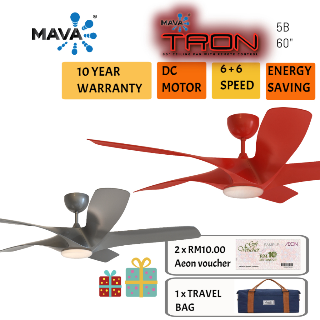 MAVA 60" TRON CEILING FAN WITH REMOTE CONTROL / DC / INVERTER / LED ...