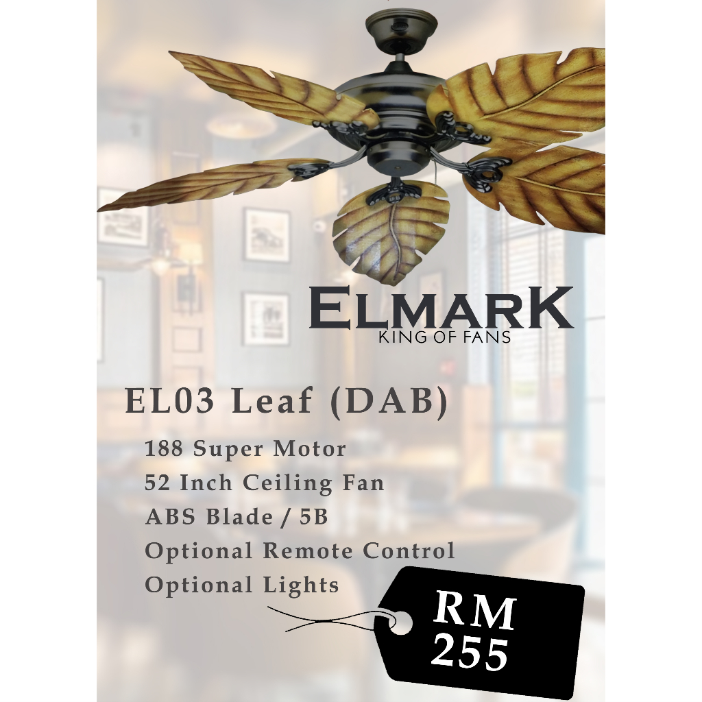 Ceiling Fan Elmark EL03 LEAF 52" | 遥控风扇 | Shopee Malaysia