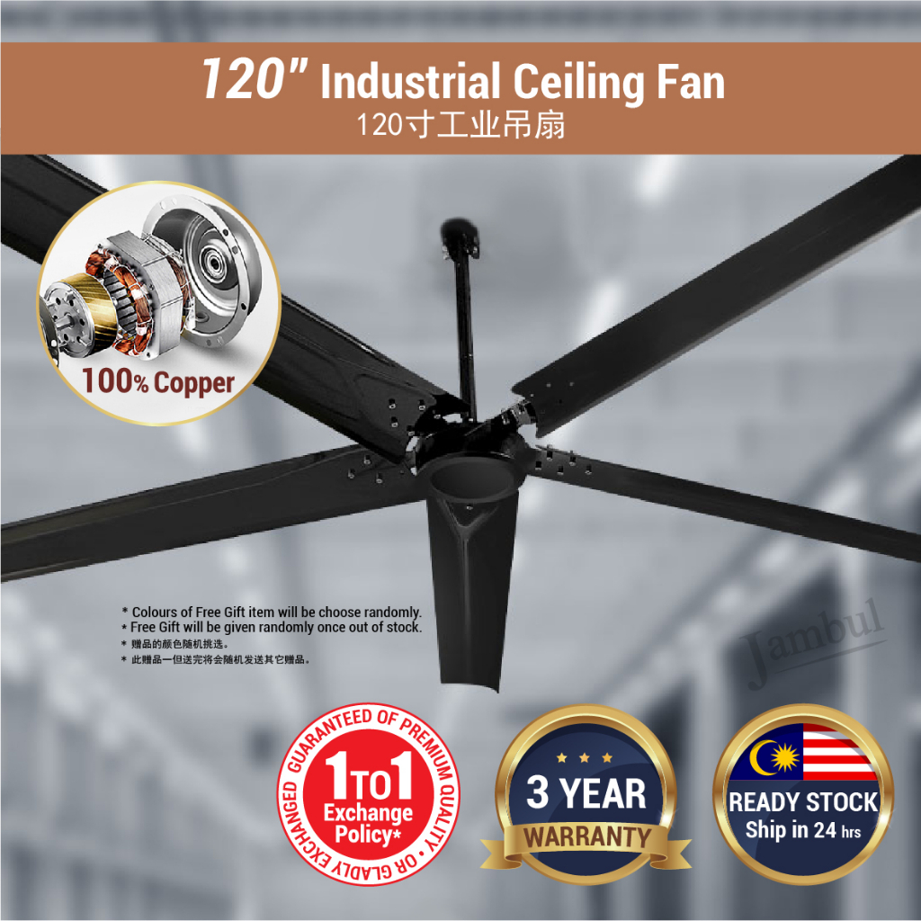 COOL POWER 120" Heavy Duty Industrial Big Ceiling Fan Industry Fan ...