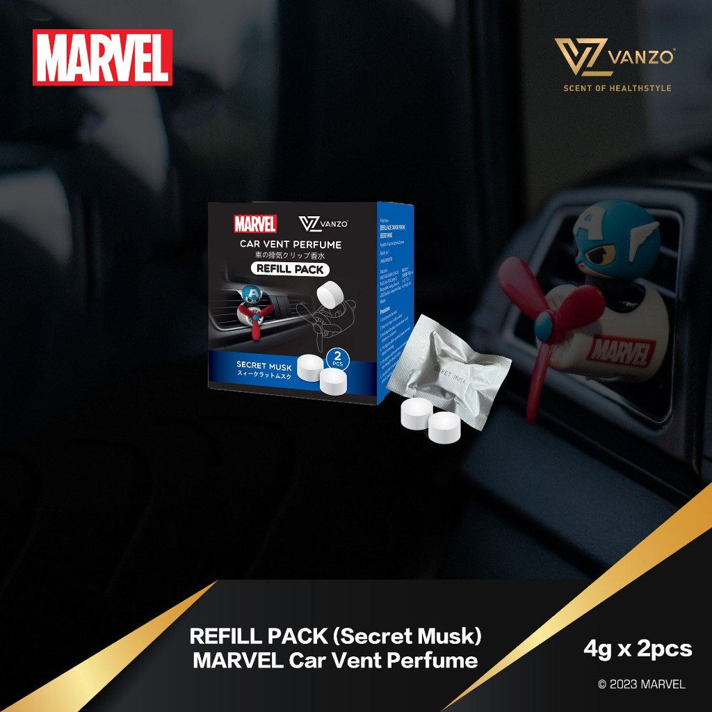 [ Refill Pack ] Vanzo Marvel Series Car Vent Perfume 4g x 2 ( English ...