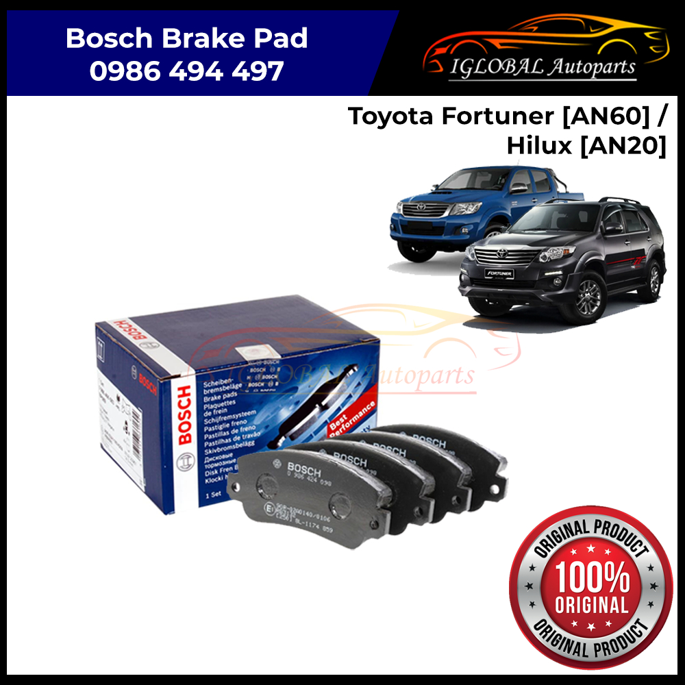 Bosch Front Brake Pad 0986494497 for Toyota Fortuner [AN60] / Hilux ...