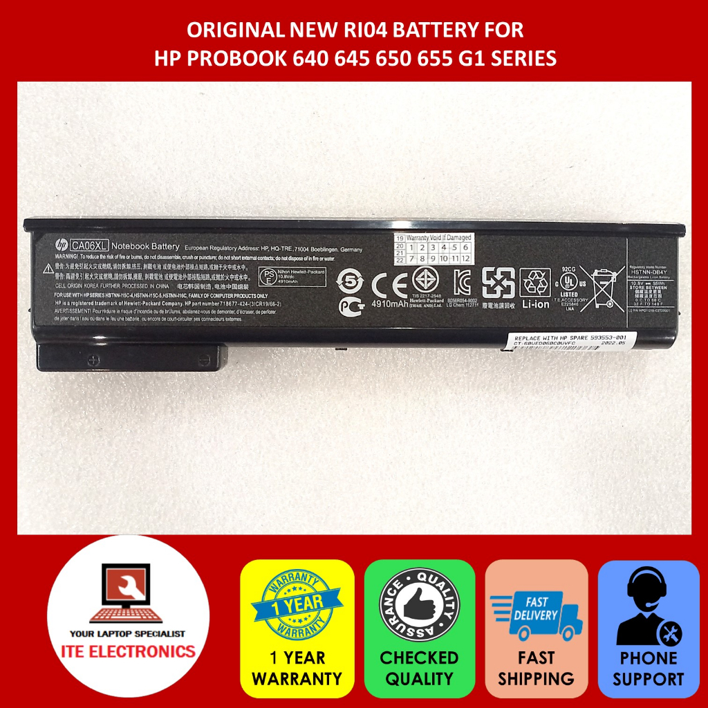 ORIGINAL NEW CA06XL HP PROBOOK 640 645 650 655 G1 SERIES BATTERY 55Wh ...
