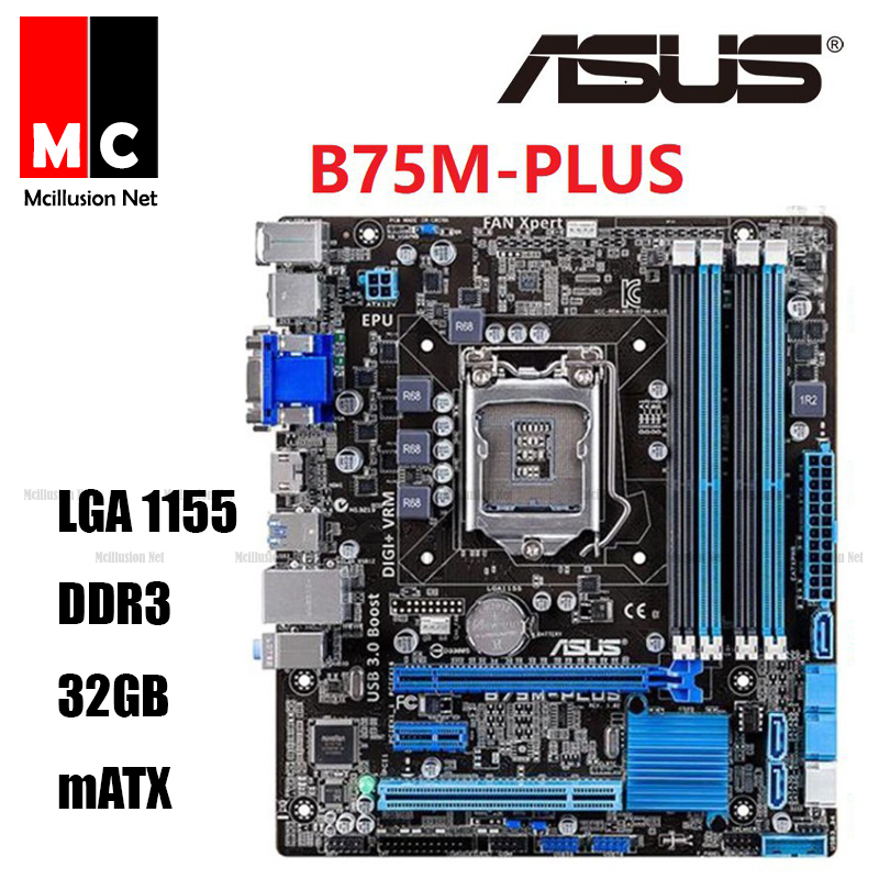 Asus B75M-PLUS Desktop Motherboard B75 b75m Socket LGA 1155 DDR3 | Shopee Malaysia