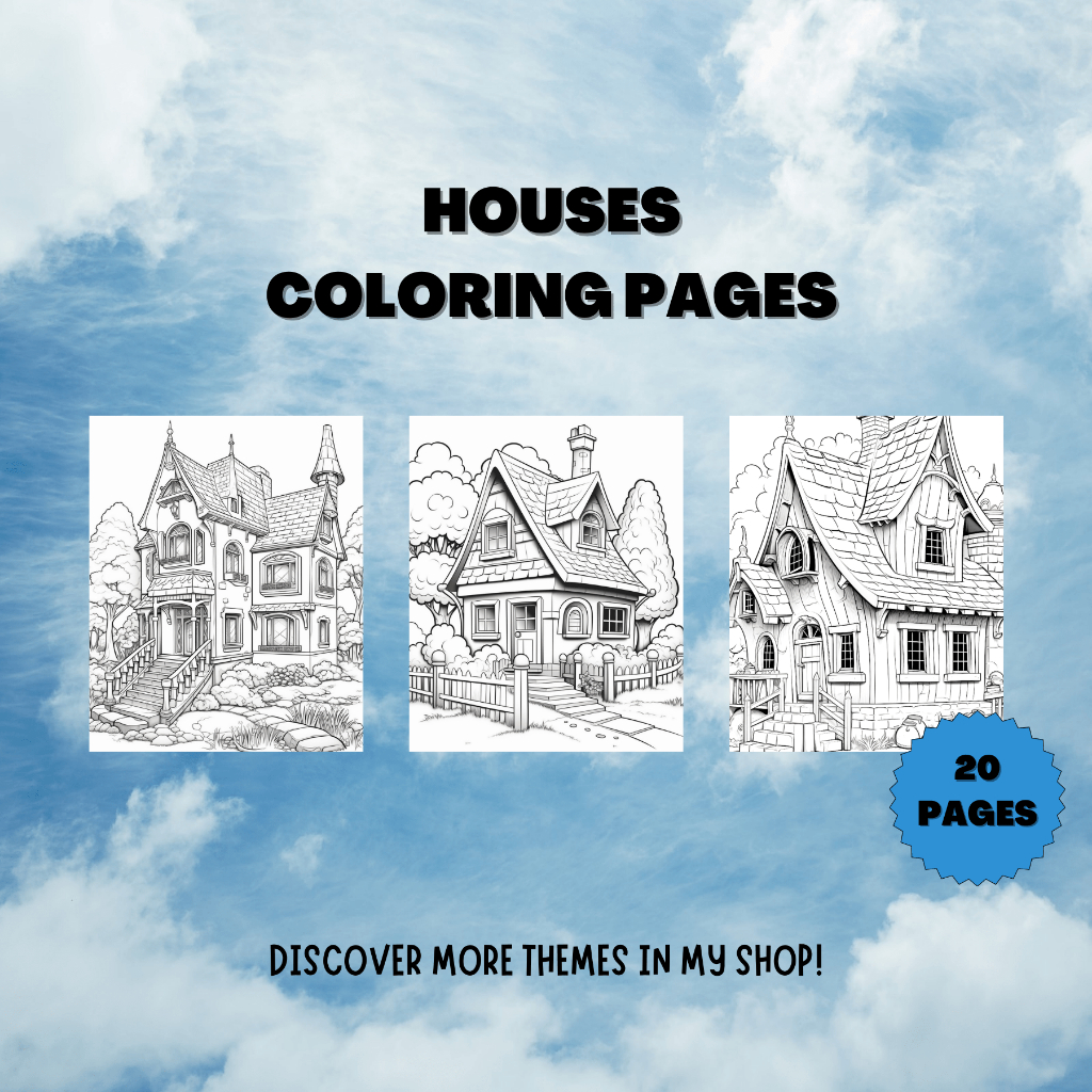 [PDF] 20 Pages Houses Theme Printable Coloring Book I Kids Toddlers ...