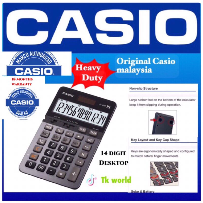 Casio Js-40B 14 digit heavy duty desktop calculator | Shopee Malaysia
