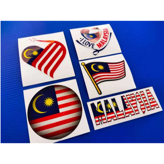 Sticker Bendera Malaysia Sticker I Love Malaysia Sticker Printed Double ...