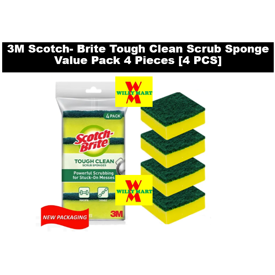 3M Scotch Brite Tough Clean Scrub Sponges/ Heavy Duty /Touch Clean ...