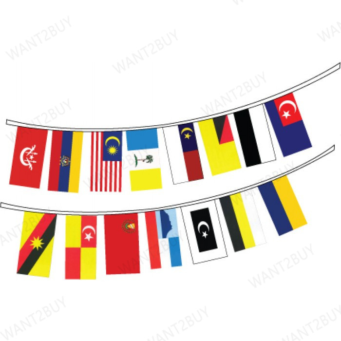 🇲🇾 🏆 Bendera Malaysia Negeri State Bunch Hand Flag All Malaysia Nylon Polyester Gembilang ...