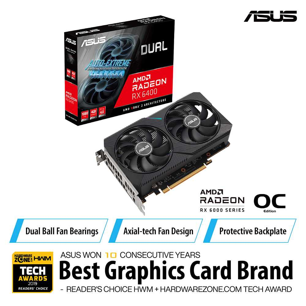 ASUS Dual AMD Radeon™ RX 6400 4GB GDDR6 Gaming Graphics Card (AMD RDNA ...