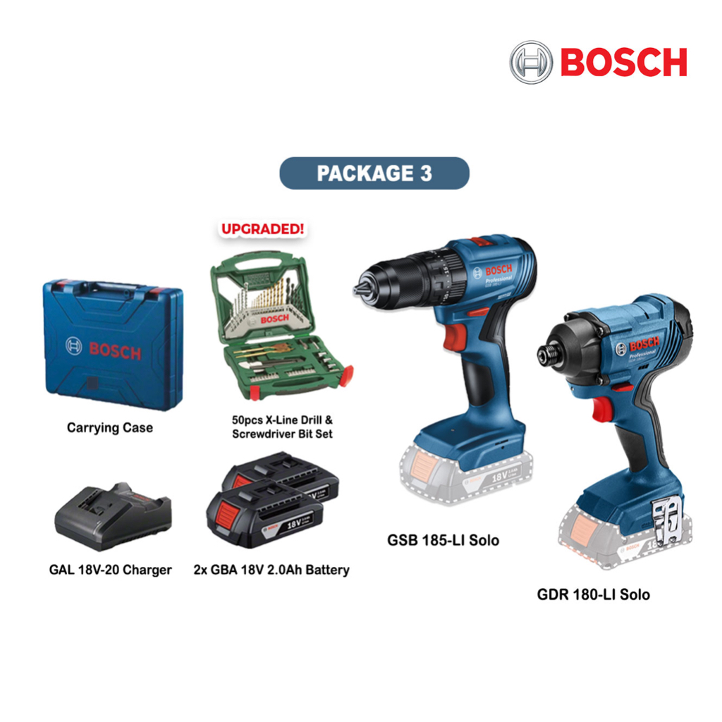 Bosch 18v Gdr 180 Li Cordless Impact Driver Gsb 185 Li Cordless Combi