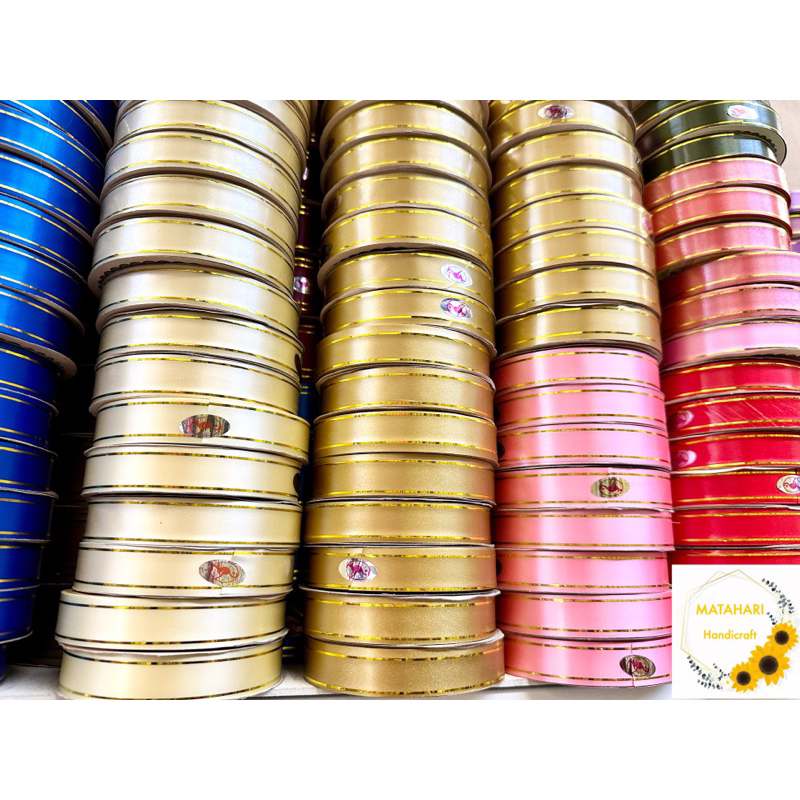 Fancy Ribbon 19MM (20yards+-) POLYPROPYLENE / PP RIBBON GOLD EDGE 19MM ...