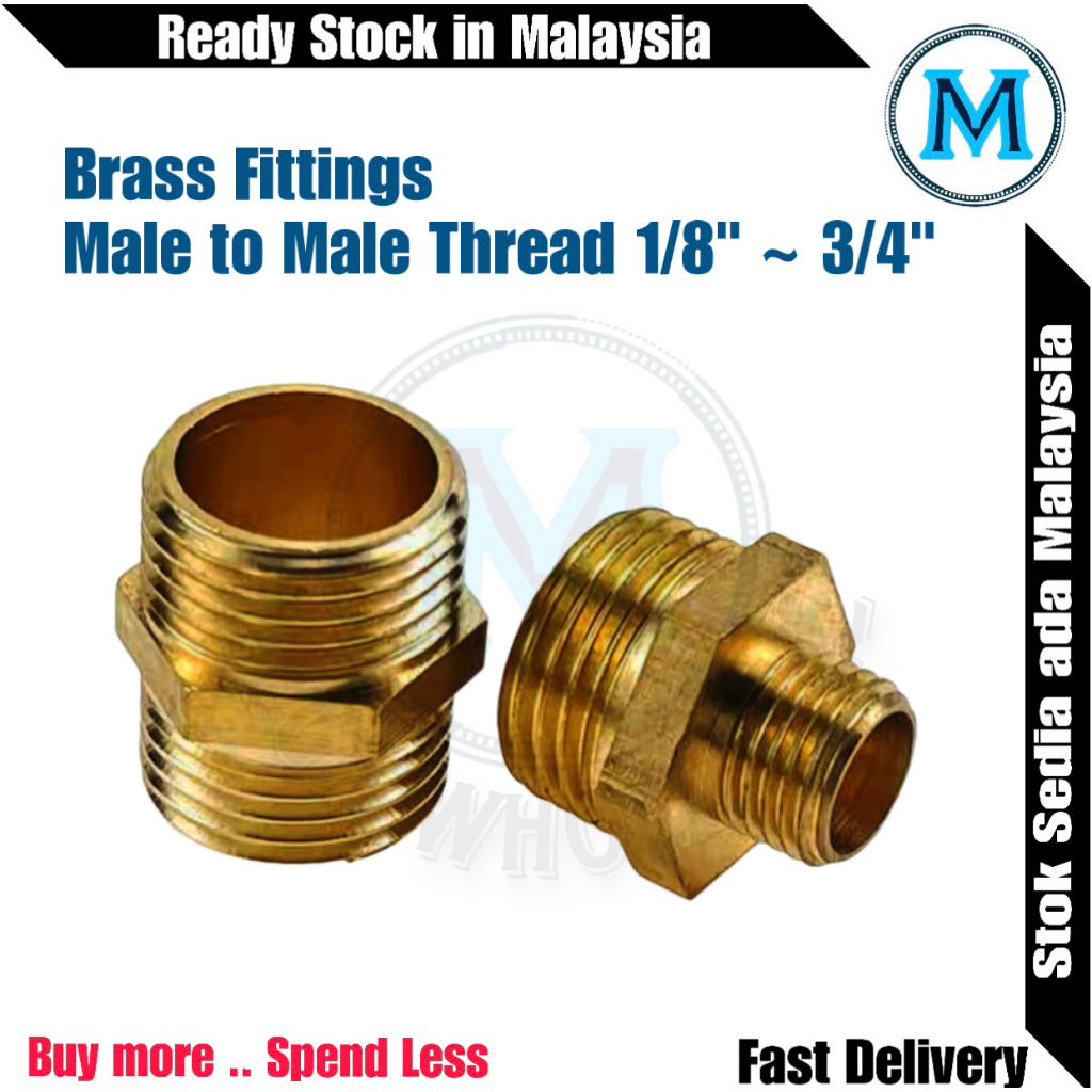 Brass Male thread Fitting Reducing & Equal Nipple, Male thread 1/8" ~ 3/4" thread, for Air ...