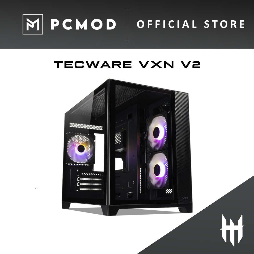 Tecware VXN V2 TG ARGB Compact Dual Chamber MATX Casing | Black / White ...