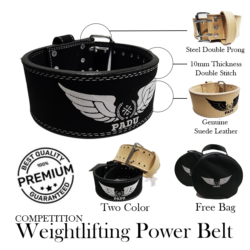 Competition Weightlifting Power Belt Genuine Leather PaduGears Gym Belt ...