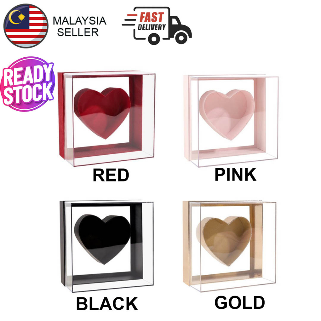 High Transparency Acrylic Love Shape Gift Box Kotak Love ( READY STOCK ...