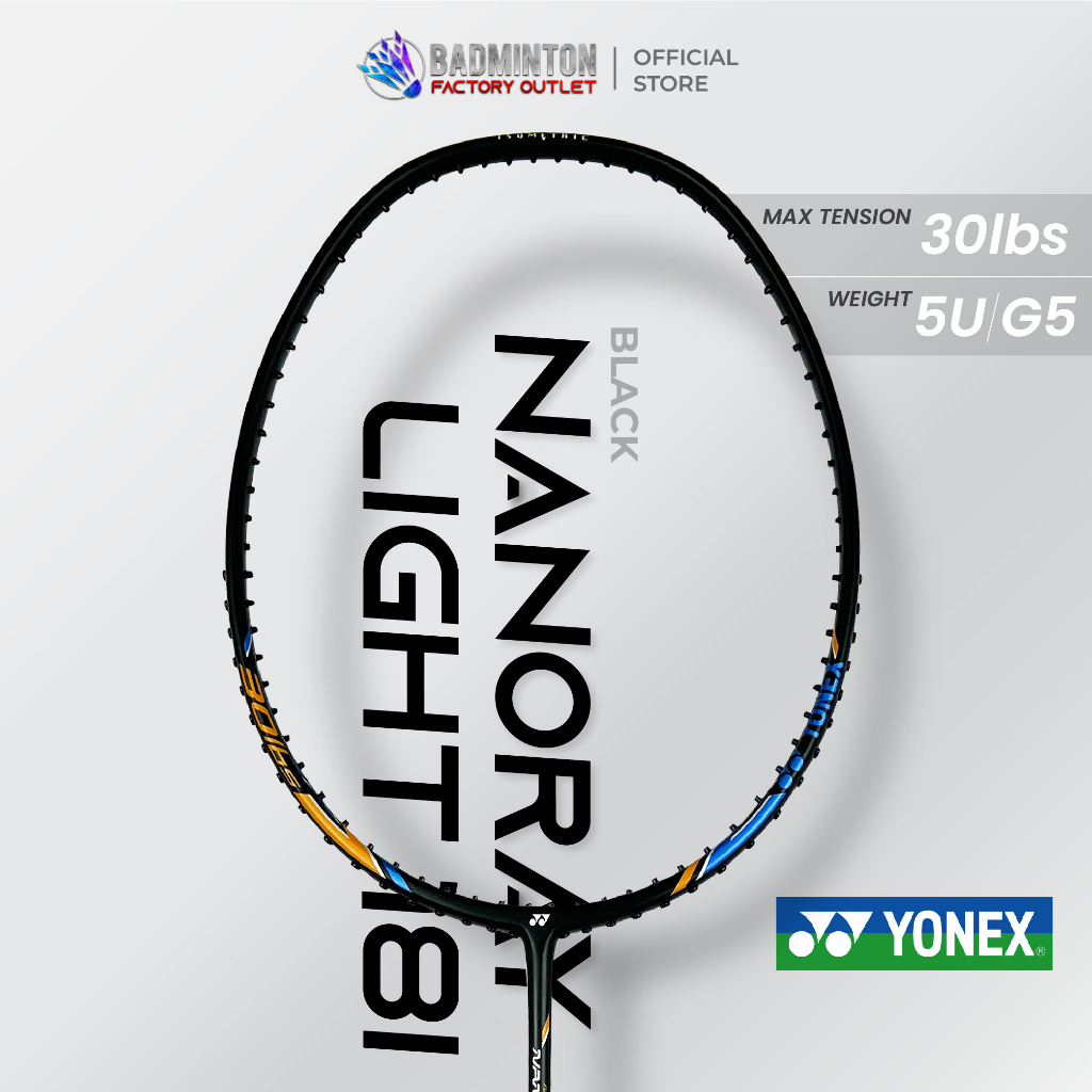 [Free String & Grip + Stringing] YONEX Nanoray Light 18i (Black) Badminton Racket - 5UG5 Max ...