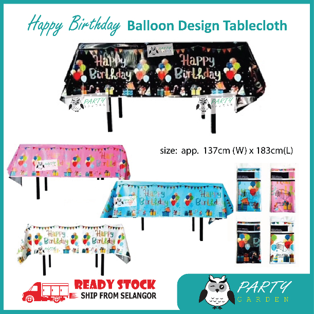 Happy Birthday Balloon Design Tablecover Alas Meja Disposable ...