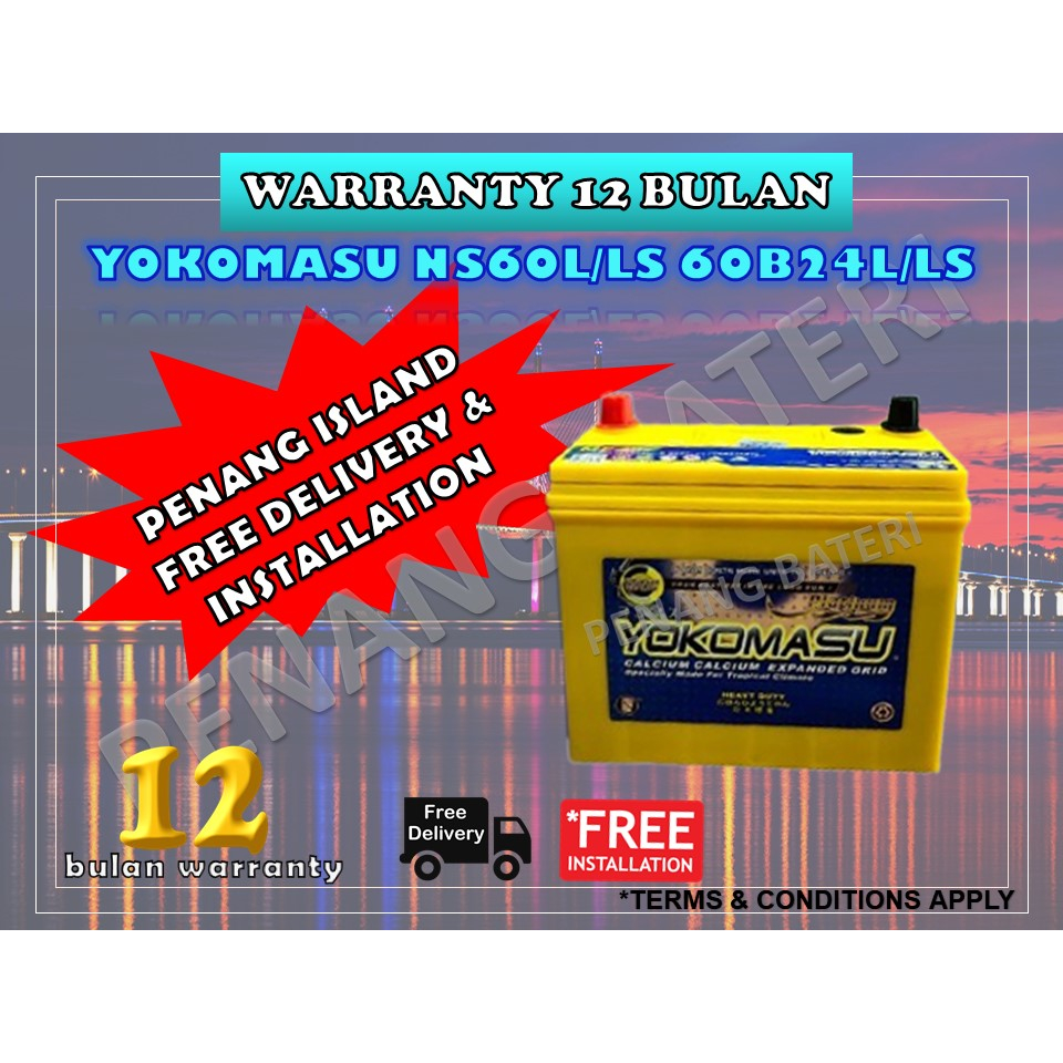 YOKOMASU NS60L/LS 60B24L/LS (bateri kereta untuk ALMERA, VIOS, HRV, CITY, LIVINA etc) | Shopee ...