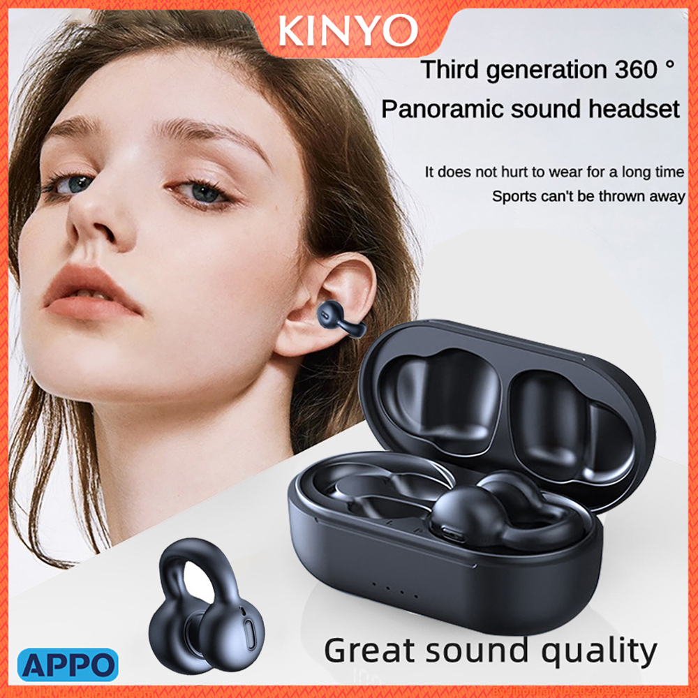 KINYO I20 TWS Bone Conduction Bluetooth Earphones 5.3 Ear Clip Earring ...