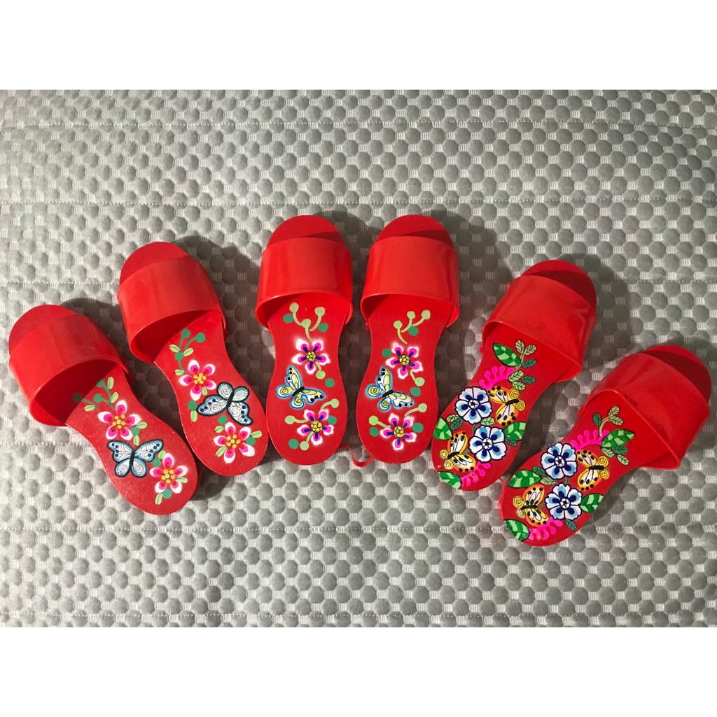 Terompah Tradisional MELAYU berlukisan gambar gambar BUNGA/Arnab ...