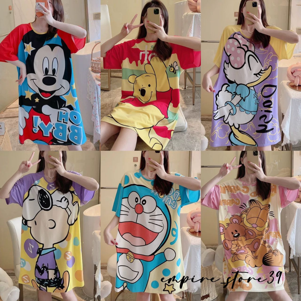 Ready Stock🔥Plus Size Cartoon Pyjamas Women Baju Tidur Wanita Cartoon ...
